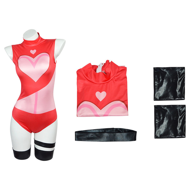 Hazbin Hotel Angel Dust Cosplay Costume Sexy Pink Jumpsuit Swimsuit ...