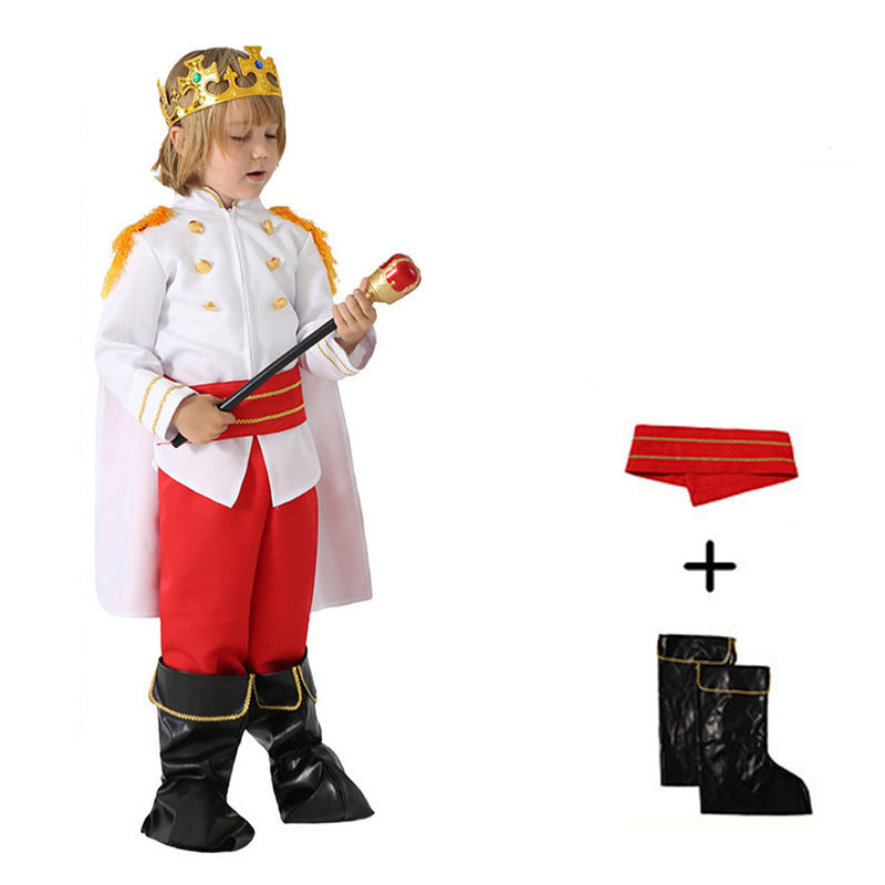 Kid Prince Cosplay Costume King Christmas Outfit with Crown Scepter ...